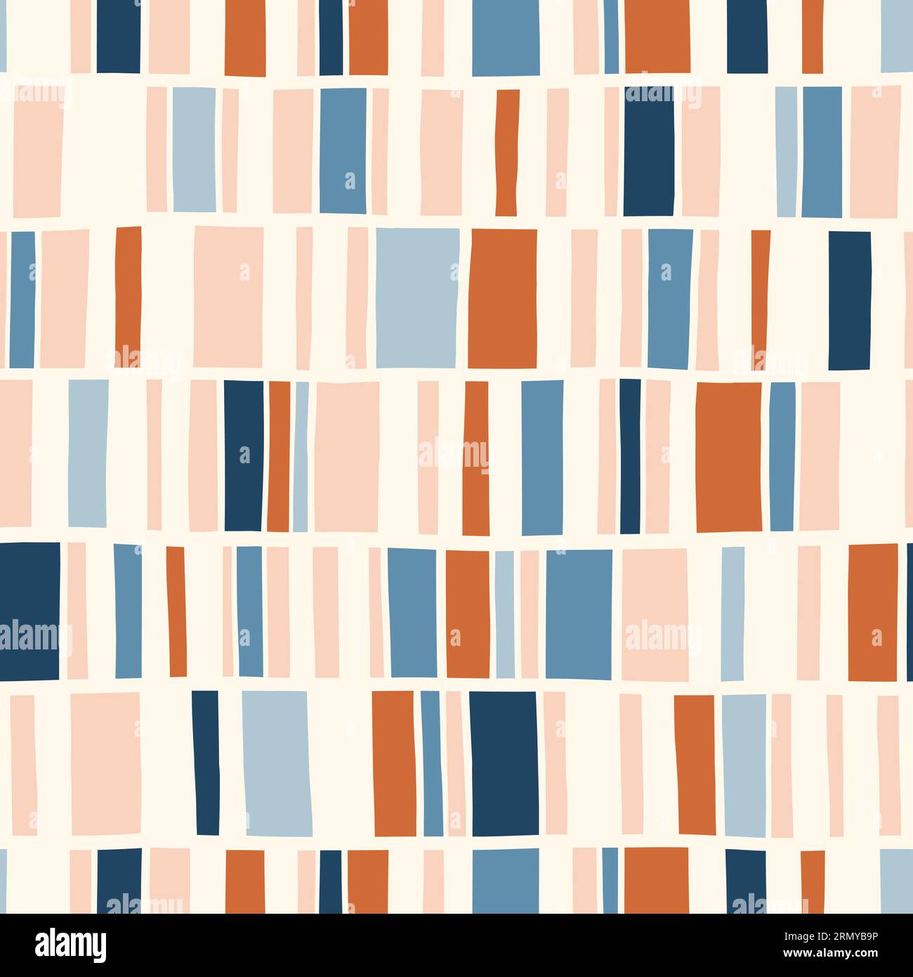 Hand-Drawn Retro Geometric Stripes Vector Seamless Pattern Stock Vector ...