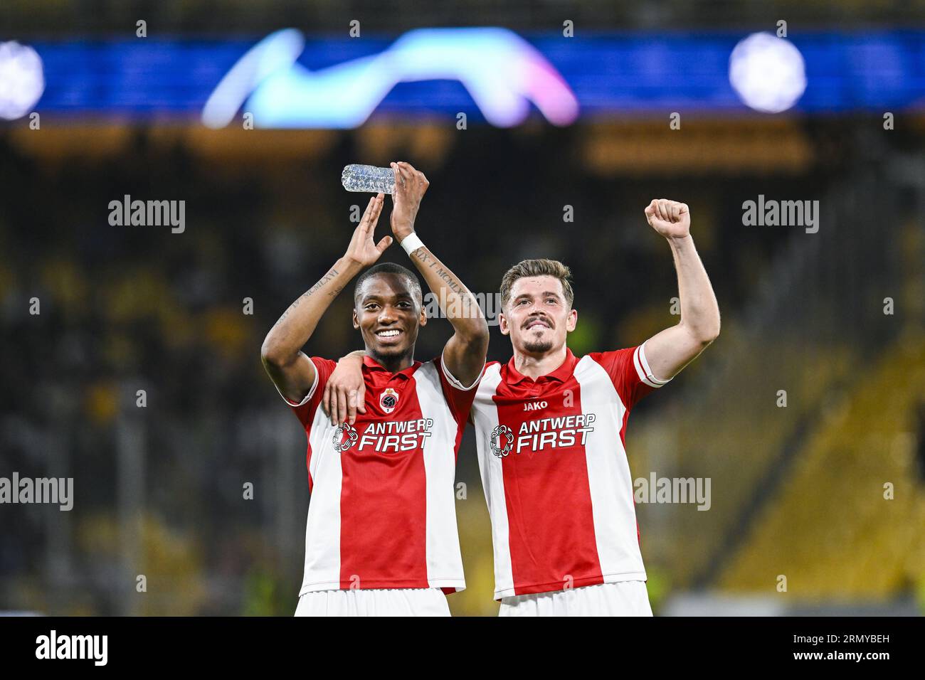 Athens, Greece. 30th Aug, 2023. Antwerp's Michel Ange Balikwisha and ...