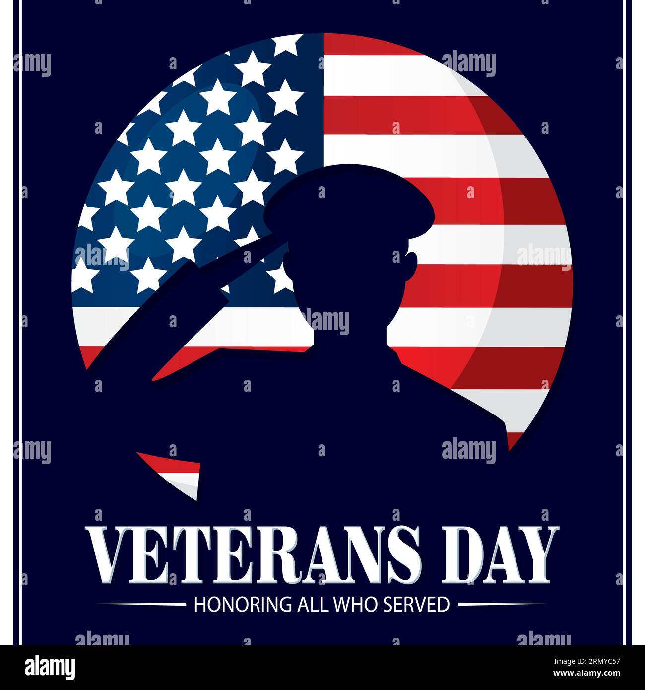 Colored veteran day poster with silhouette of soldier Vector Stock ...