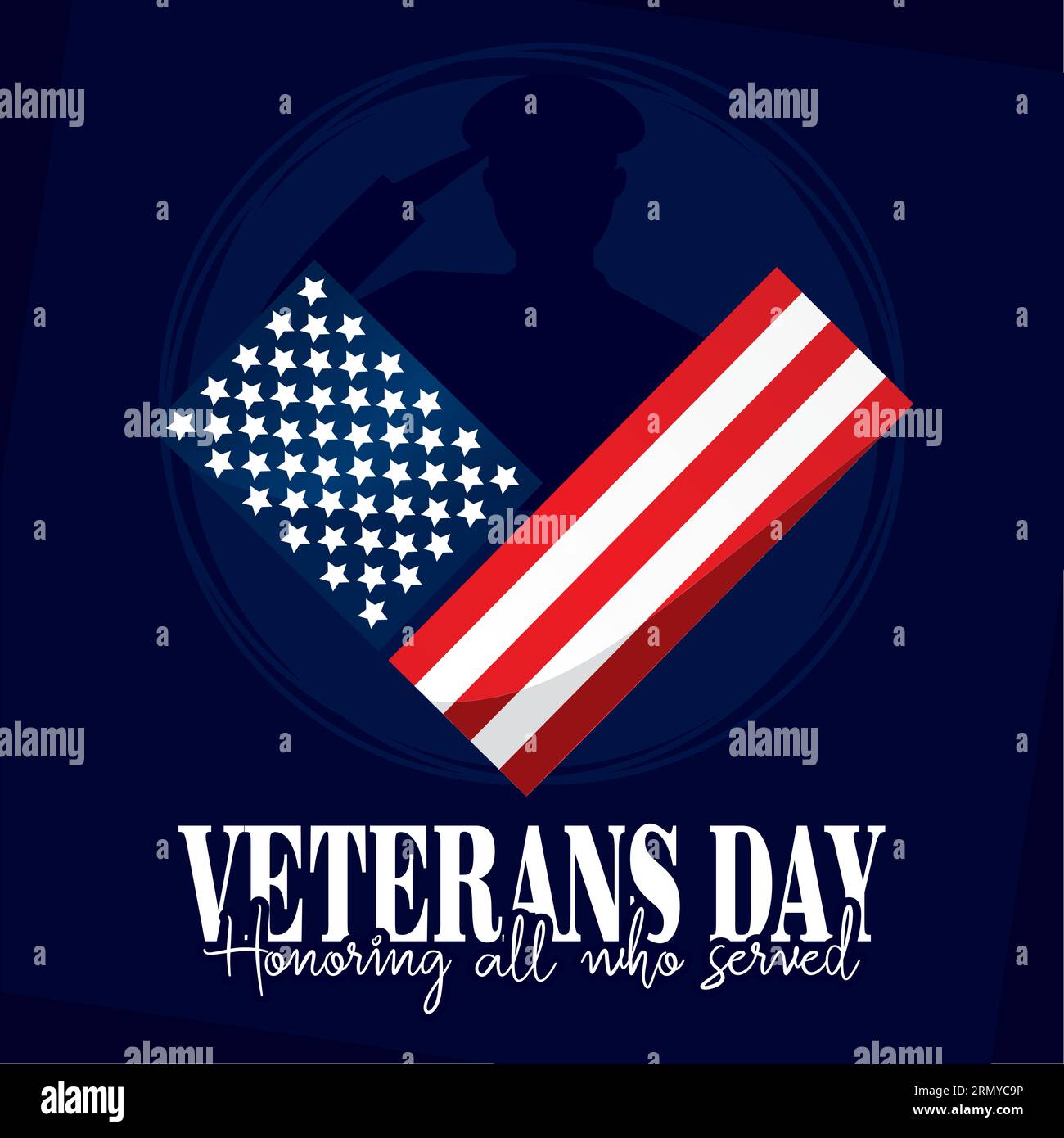 Colored veteran day poster with silhouette of soldier Vector Stock ...