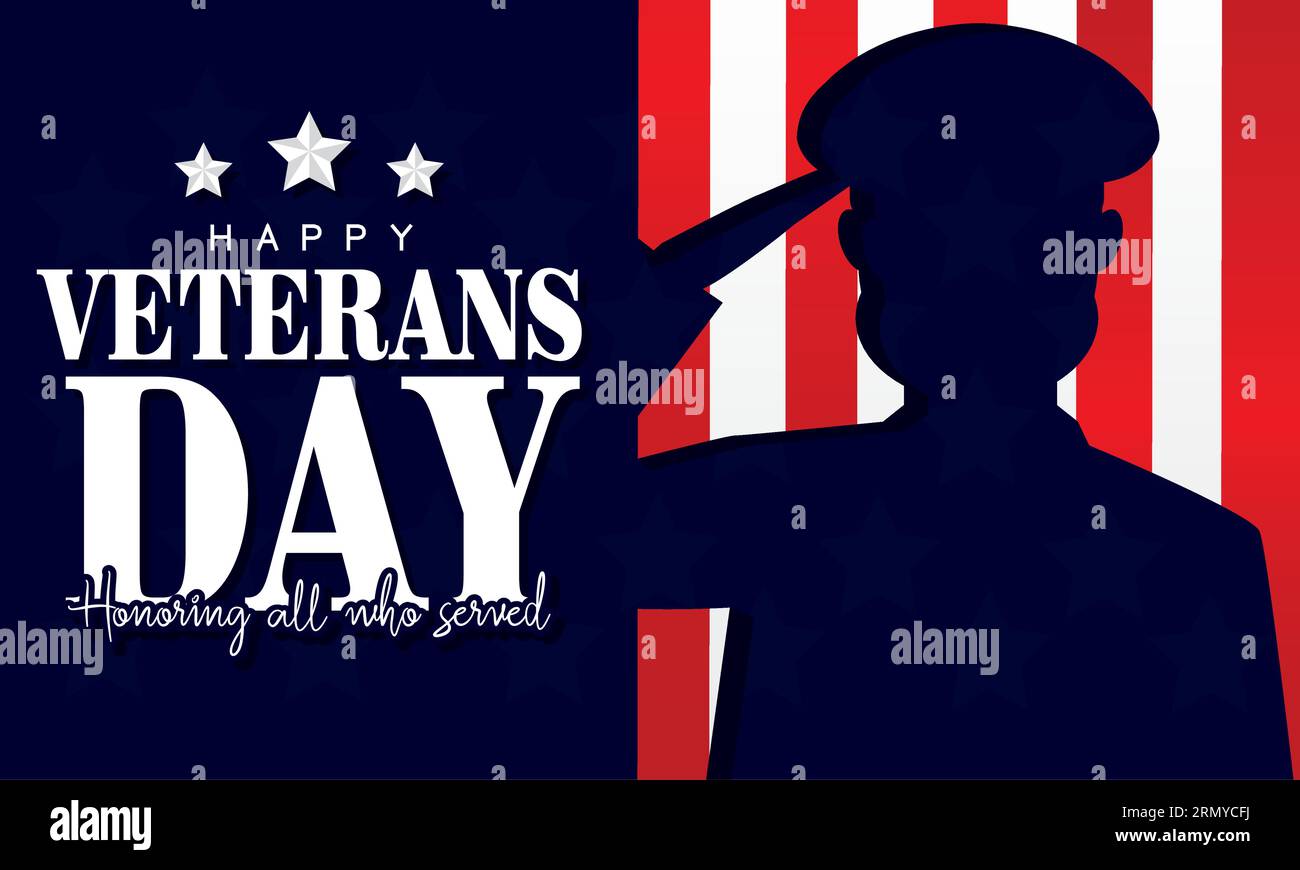 Colored veteran day poster with silhouette of soldier Vector Stock ...