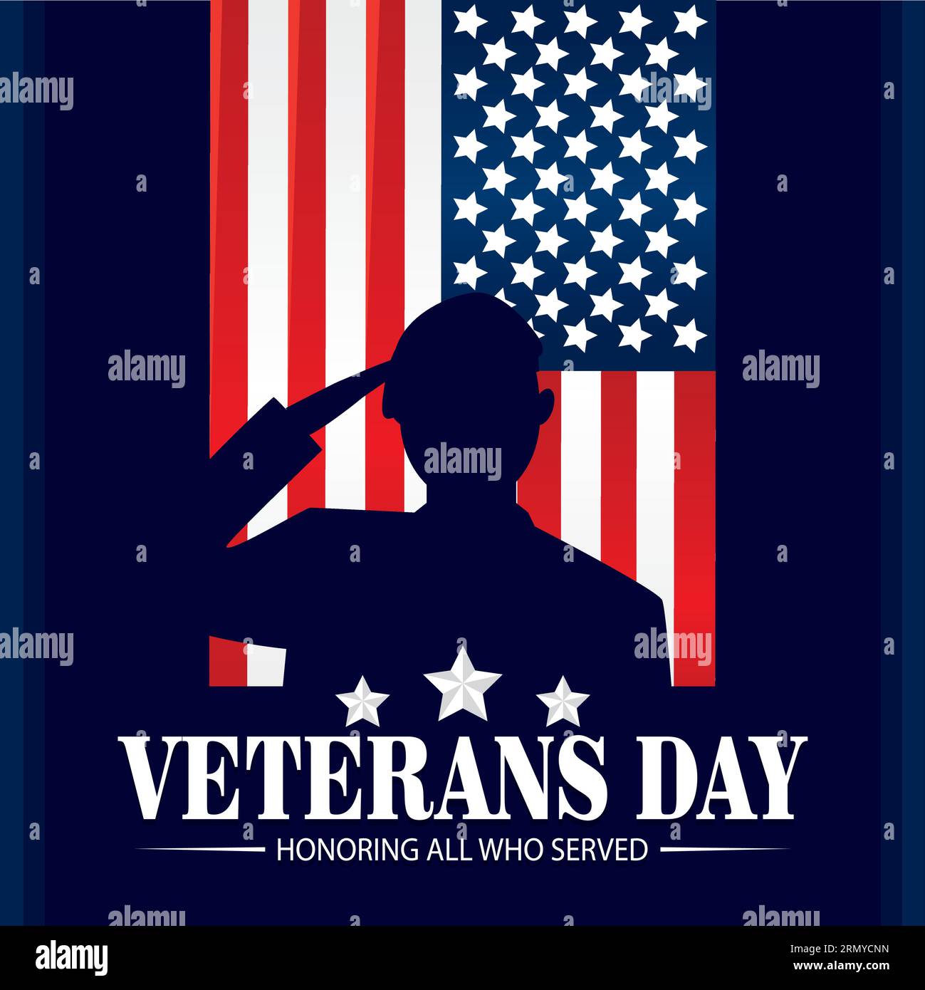 Colored veteran day poster with silhouette of soldier Vector Stock ...