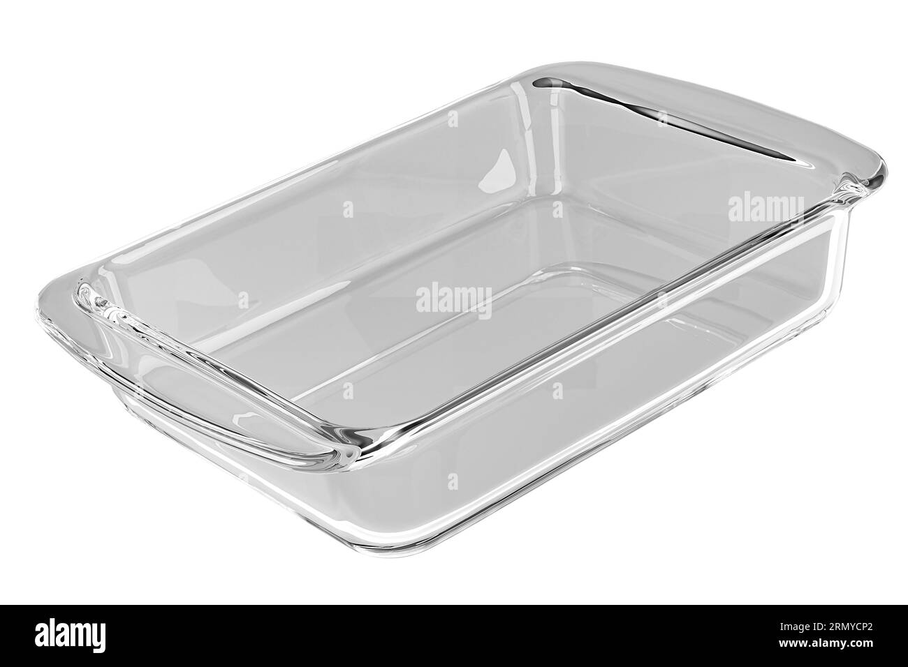 Clear Glass Baking Dish, rectangular. 3D rendering isolated on white ...