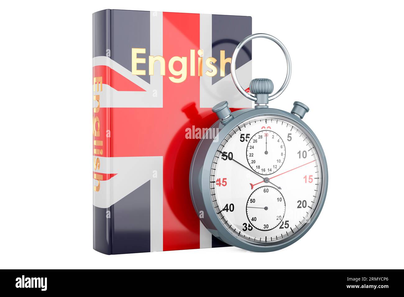 English language textbook with stopwatch. Accelerated courses of ...