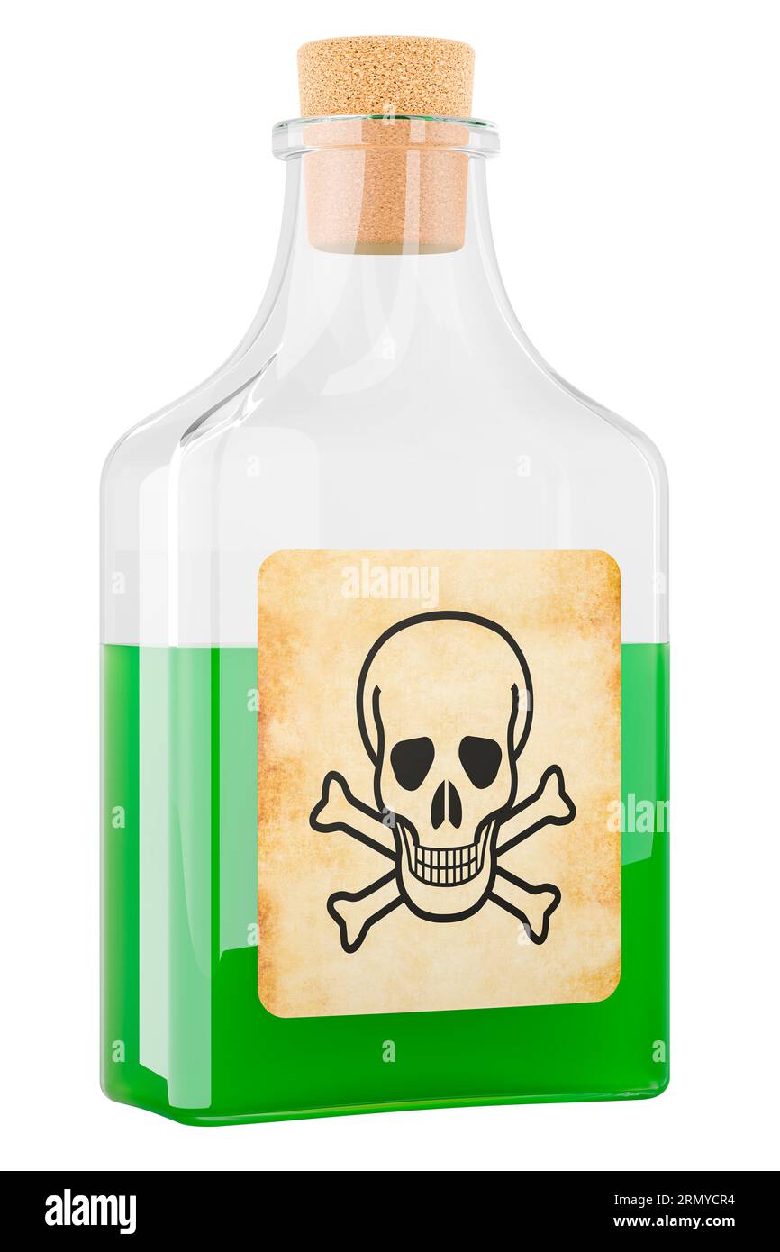 Poison bottle with cork. 3D rendering isolated on white background ...