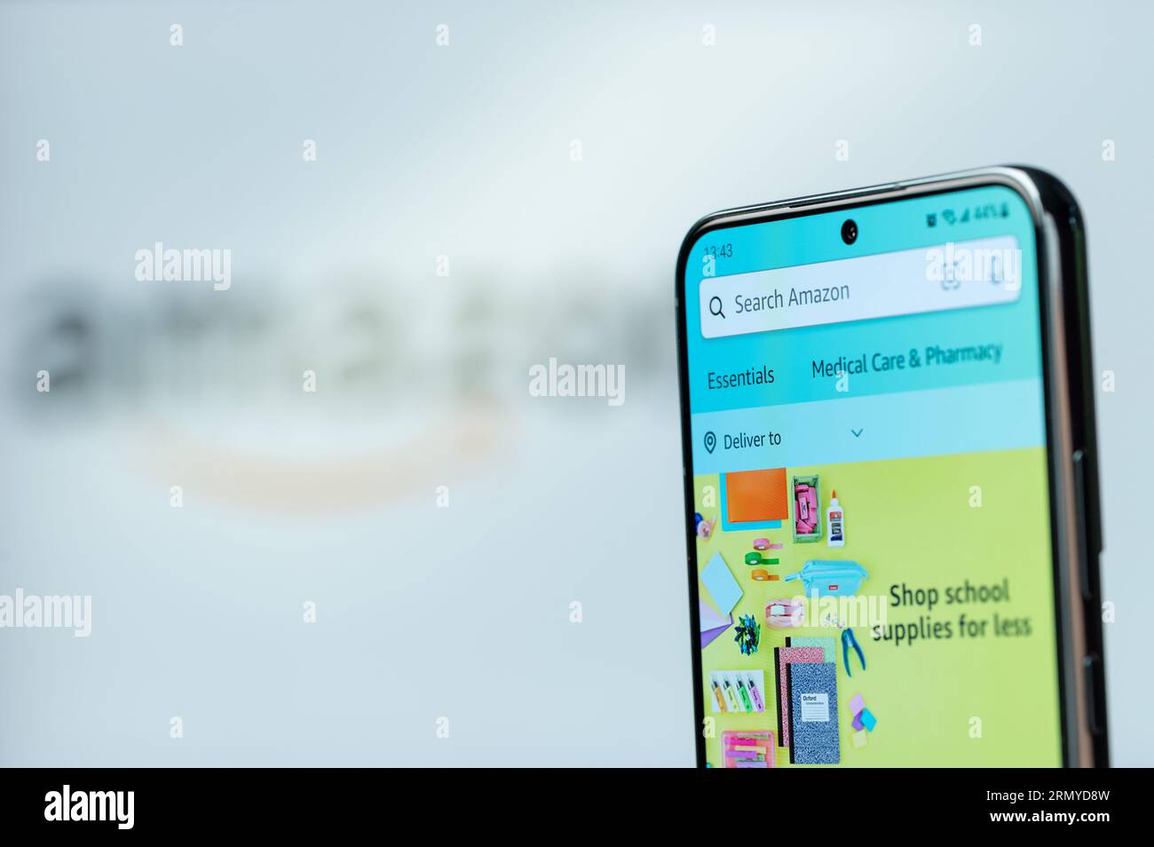 New York, USA - August 20, 2023: Searching for good in amazon app on ...