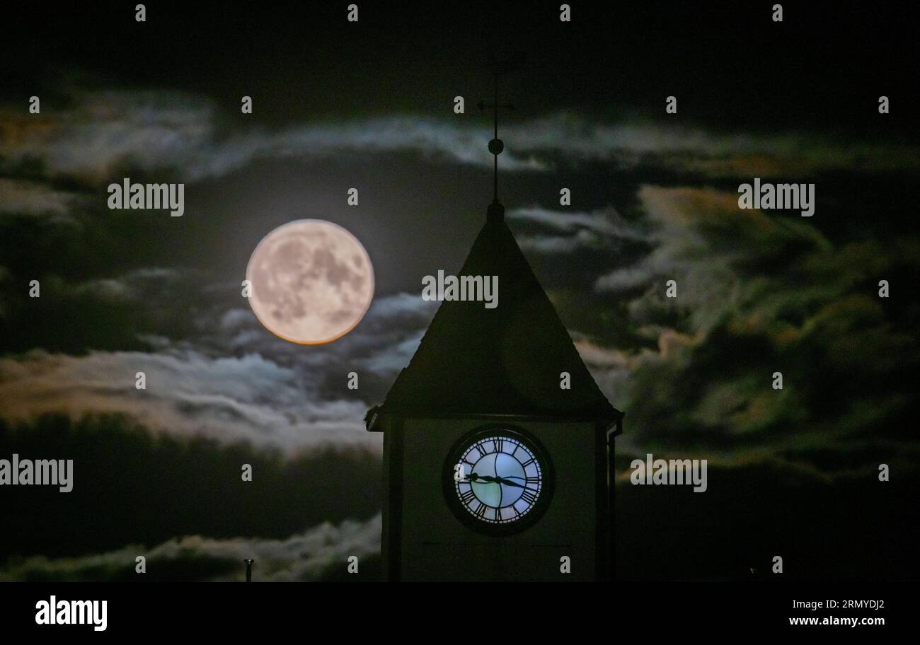 Lauder, Scottish Borders, UK. 30th Aug, 2023. The supermoon ‘Blue'Moon ...