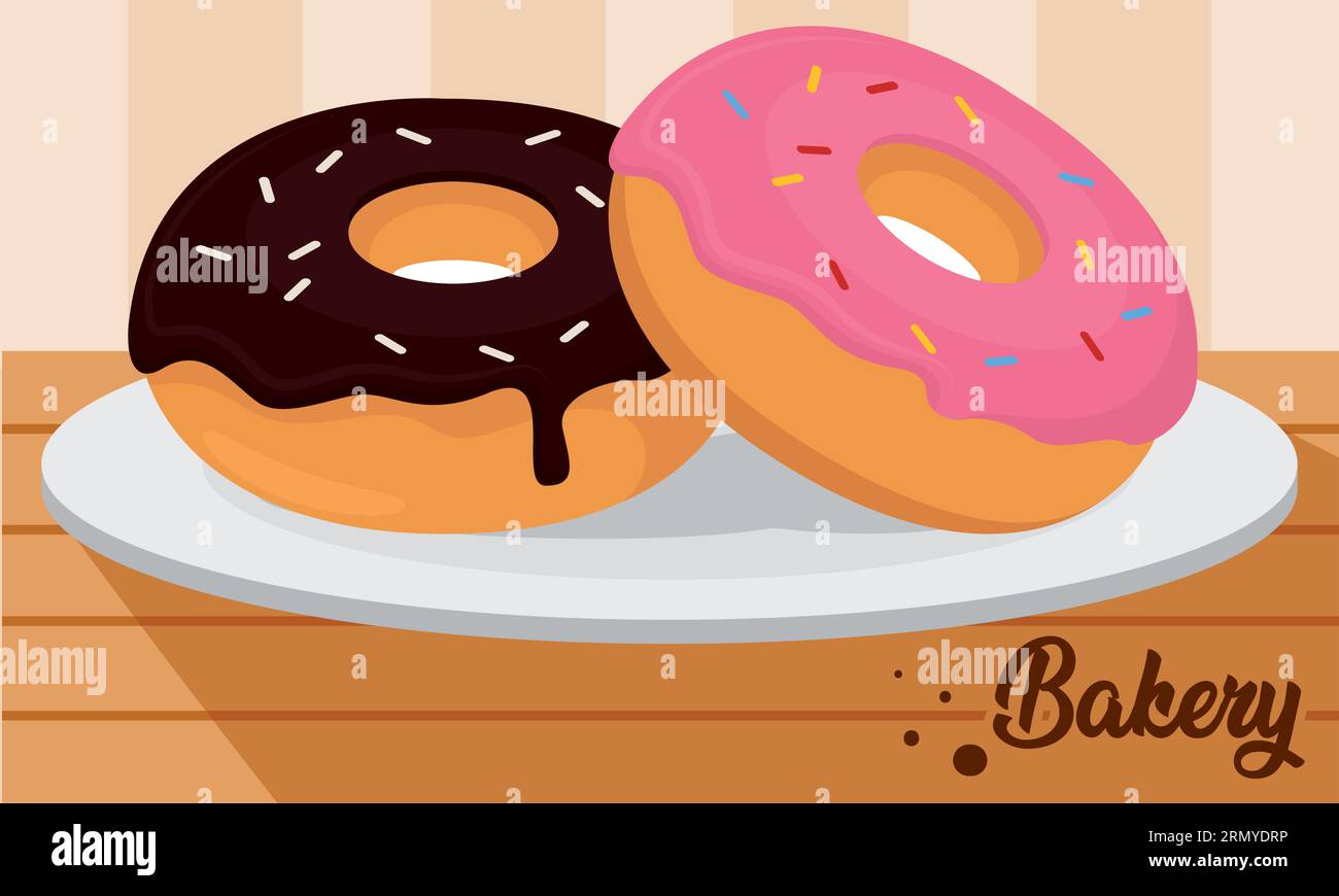 Fresh delicious bakery donut Stock Vector Images - Alamy