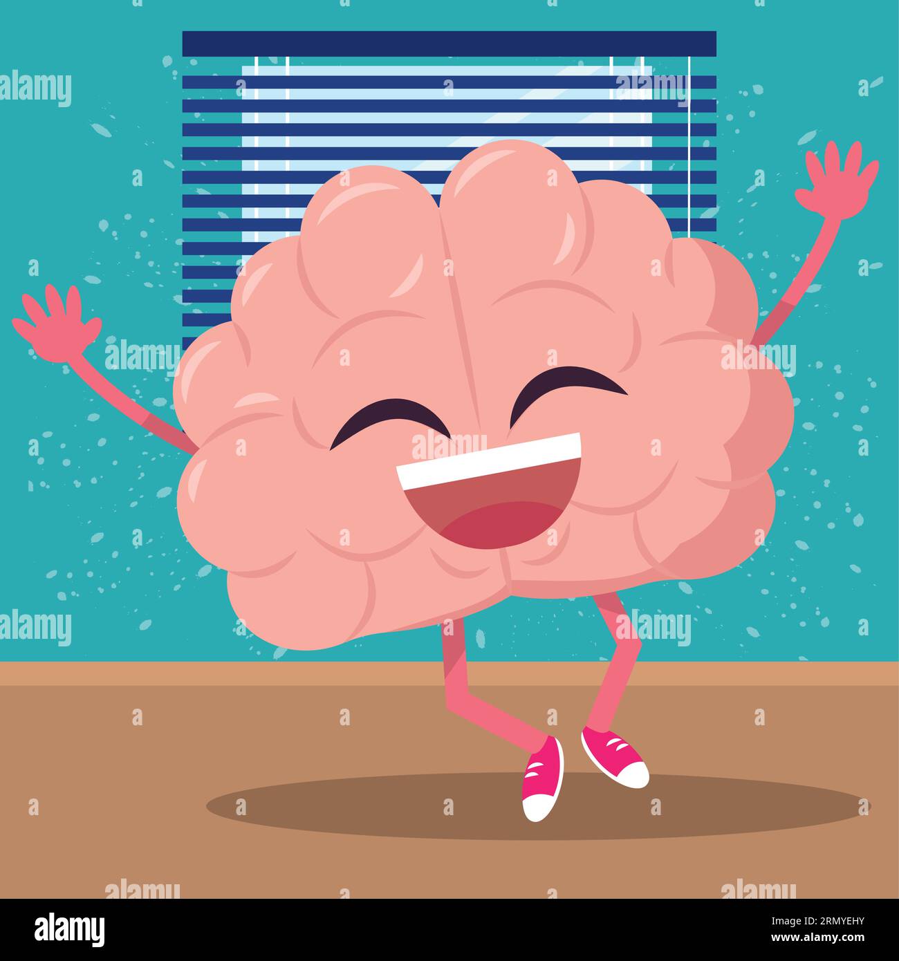 Isolated cute happy brain cartoon character Vector Stock Vector Image ...