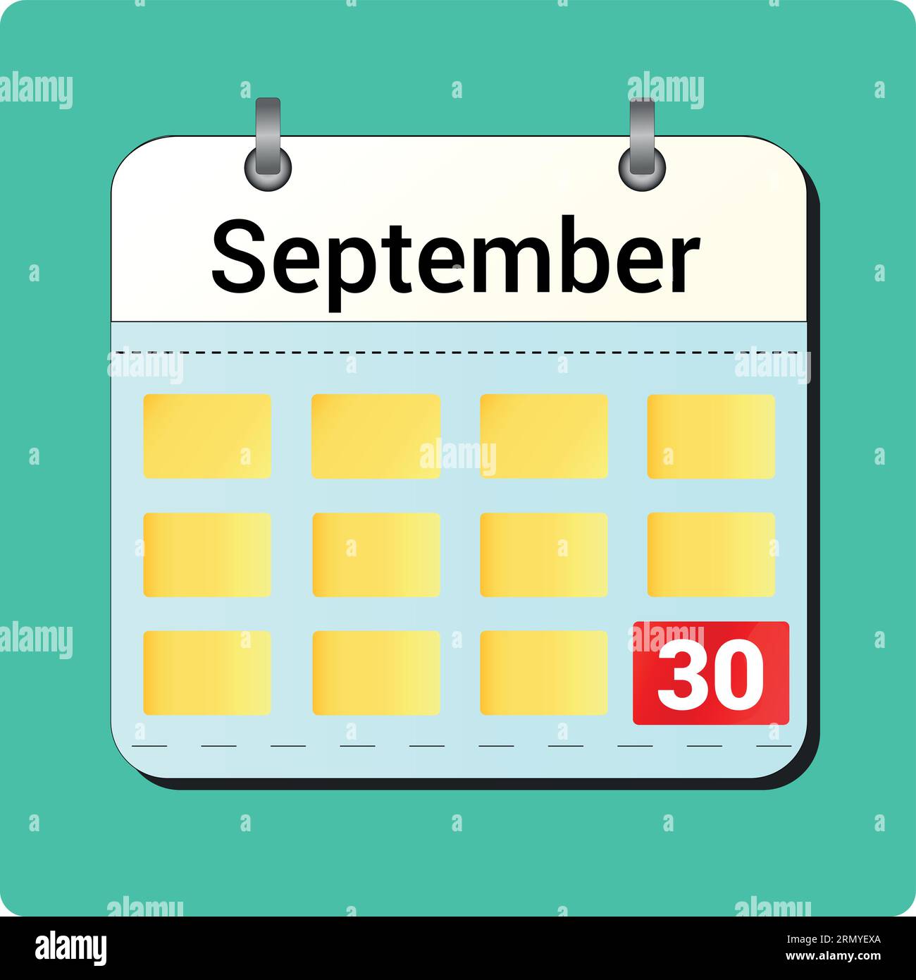calendar vector drawing, date September 30 on the page Stock Vector ...