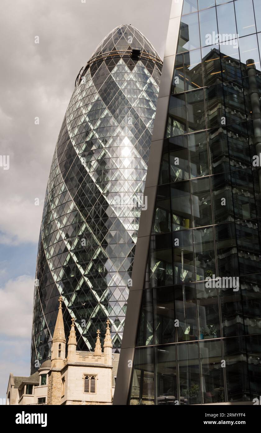 30 St Mary Axe, aka The Gherkin, the Cheesegrater and the Tudor church ...