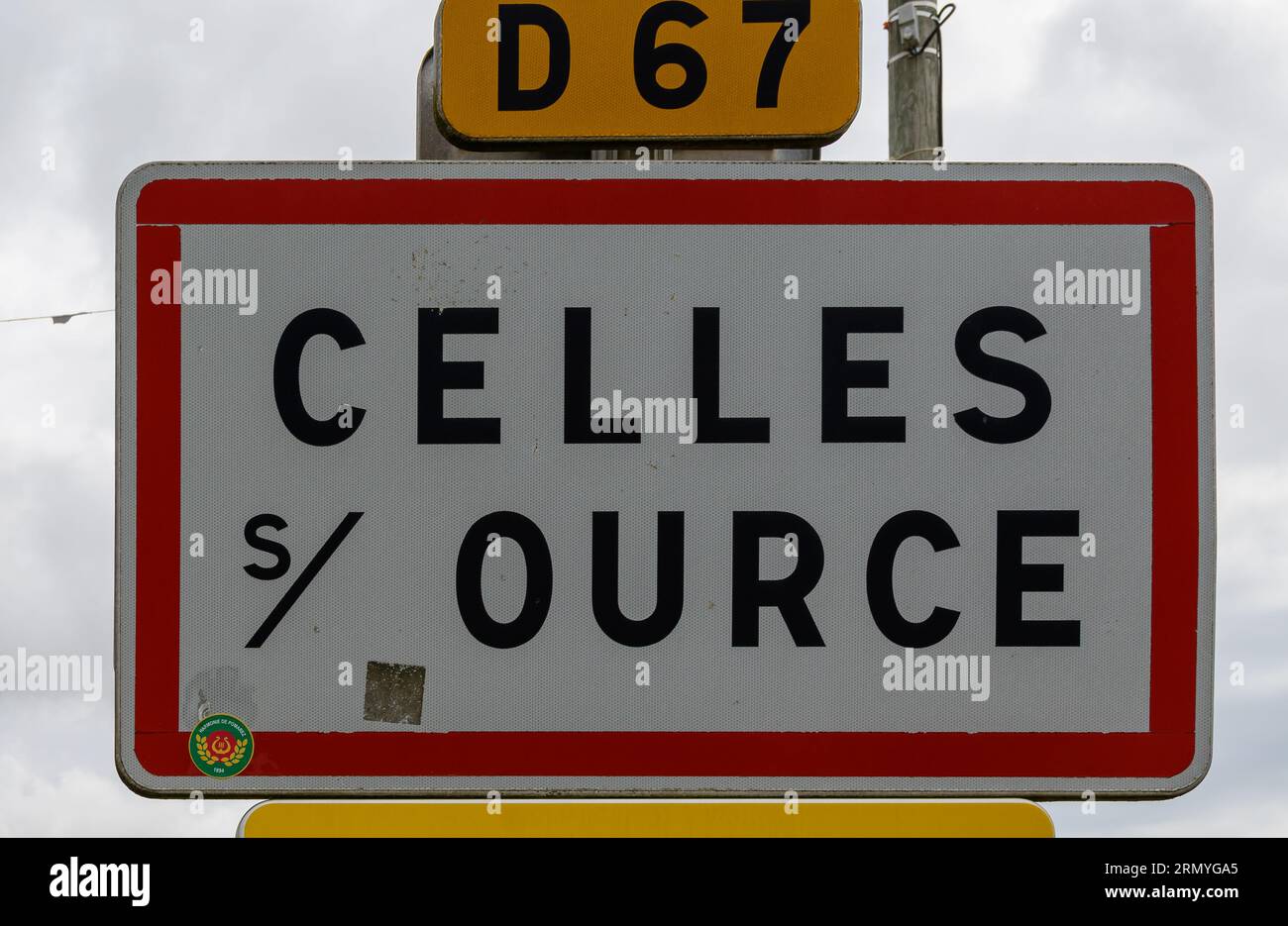 Celles sur Ource road sign, village of caves champagne sparkling wine ...