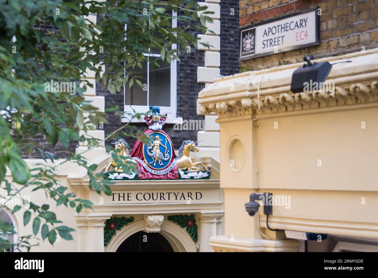 Coat of arms outside Apothecaries Hall, home to The Worshipful Society ...