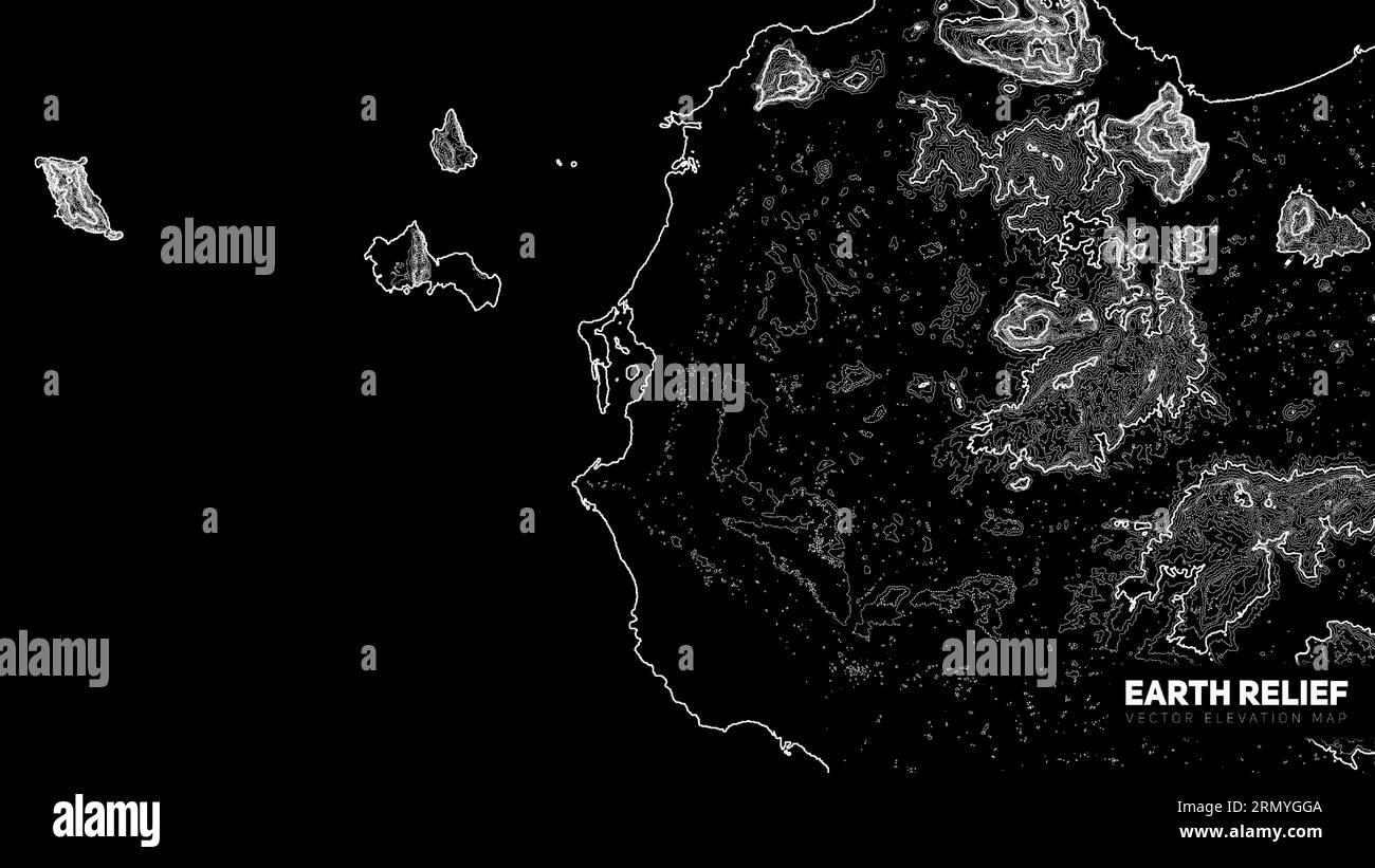 Vector abstract earth relief map. Generated conceptual elevation map ...