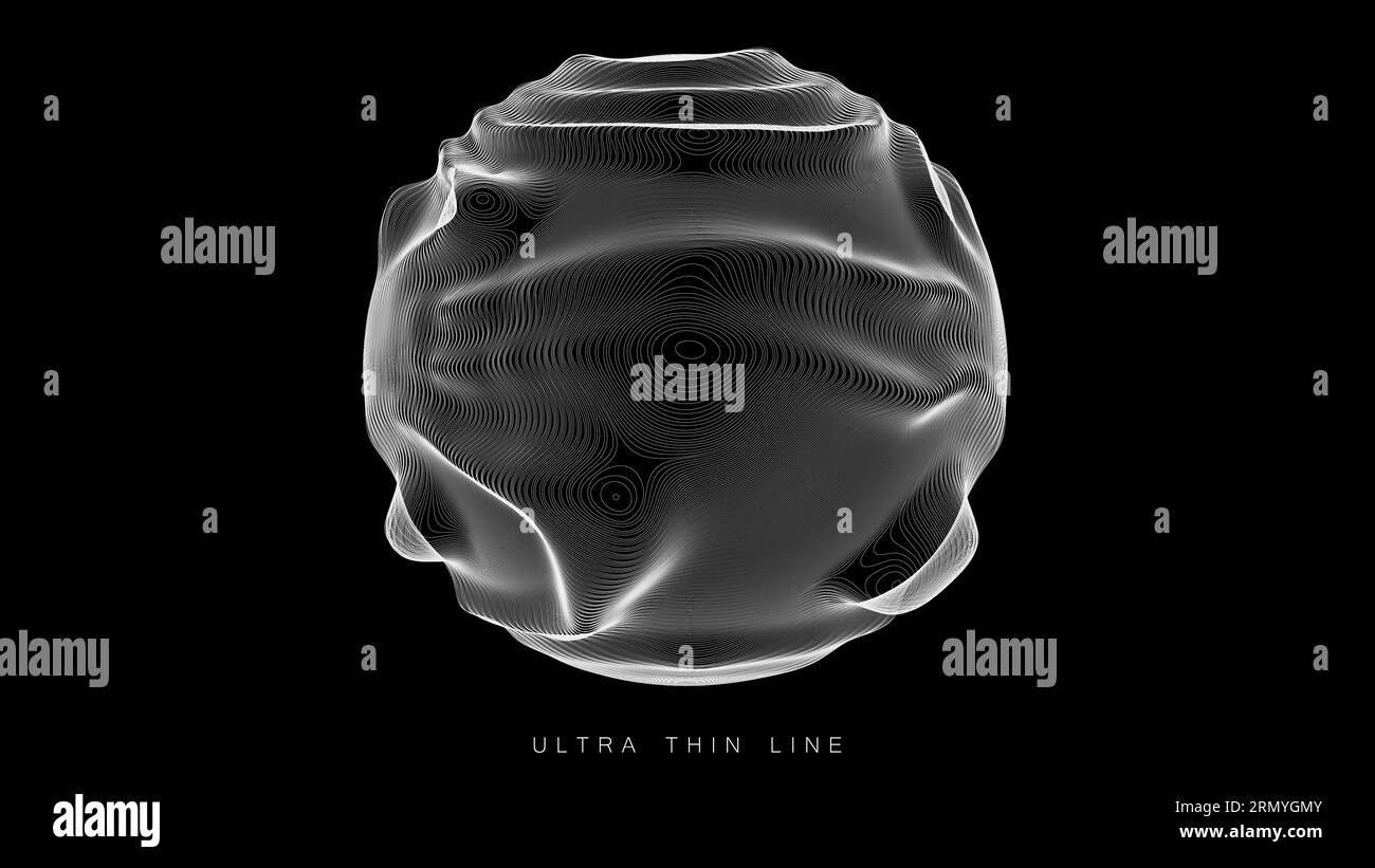 Ultra thin line fluid geometry. Dynamic vector distorted spheres Stock ...