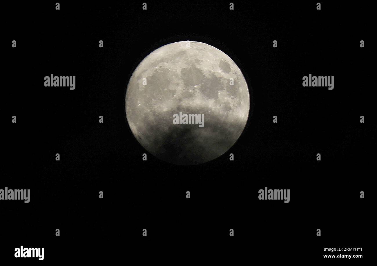 Beirut, Lebanon. 30th Aug, 2023. A full moon is seen over Beirut ...