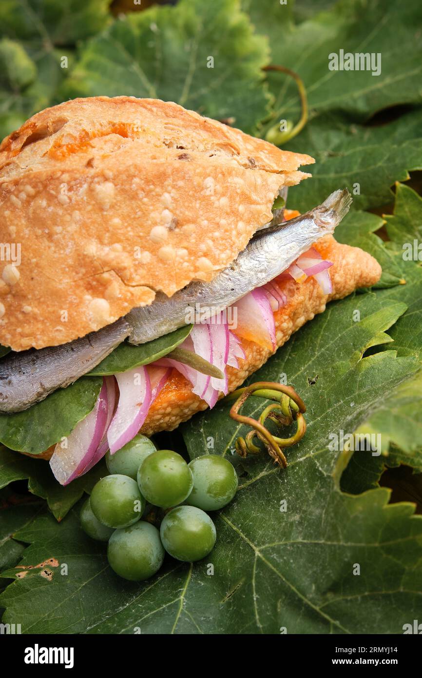 Vertical photo traditional harvest sandwich sardines hi-res stock ...