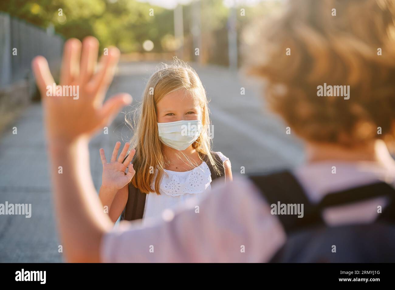Children greeting each other hi-res stock photography and images - Alamy