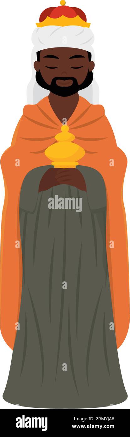Isolated colored wise man character christmas manger Vector Stock ...