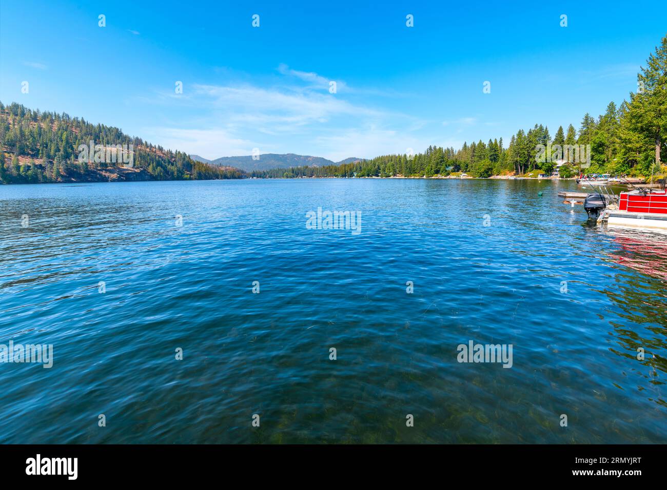 Lower Twin Lake, a small lake near Coeur d'Alene in the rural town of ...