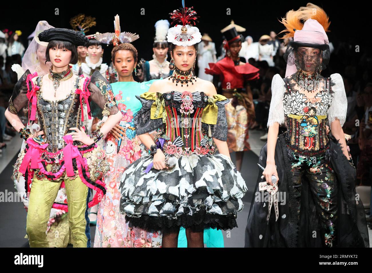 Tokyo, Japan. 30th Aug, 2023. Models display creations of "Bench ...