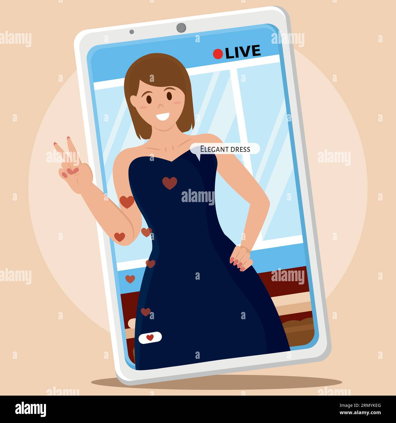 Smartphone with a stream of a girl Streaming services Vector Stock ...
