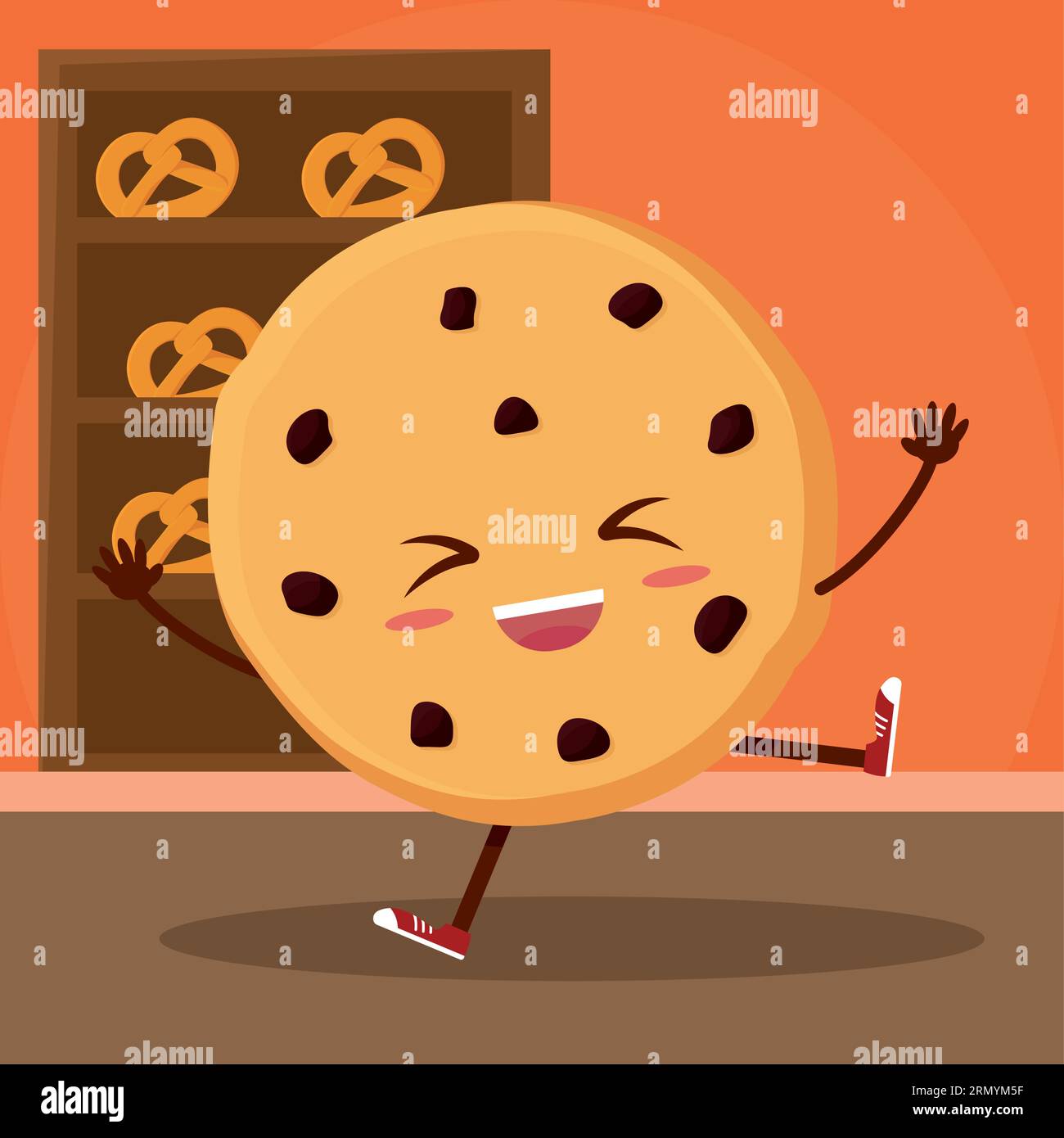 Isolated cute chocolate chip cookie bakery product character Vector ...
