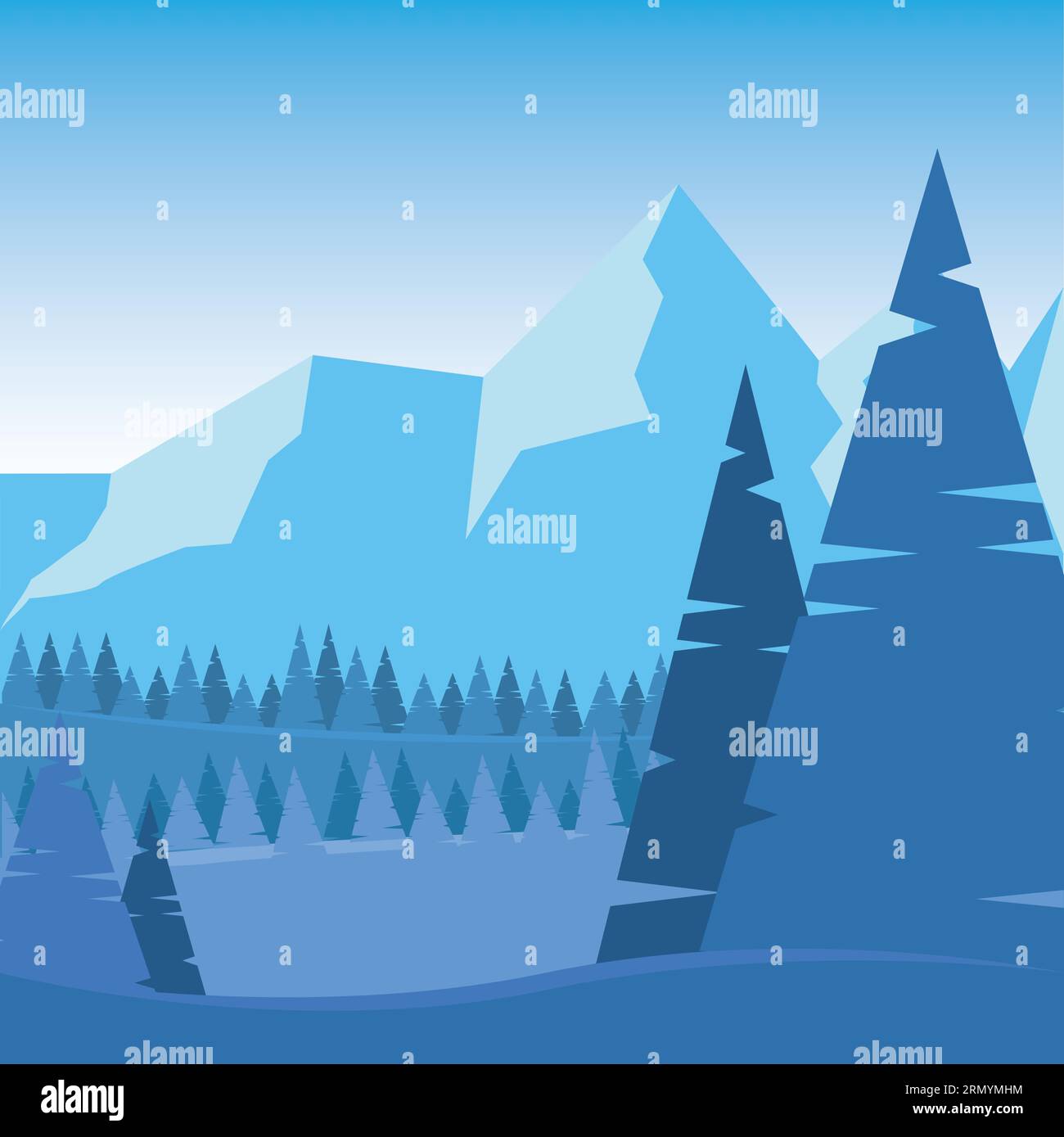Cold colored winter seasonal natural landscape Vector Stock Vector ...