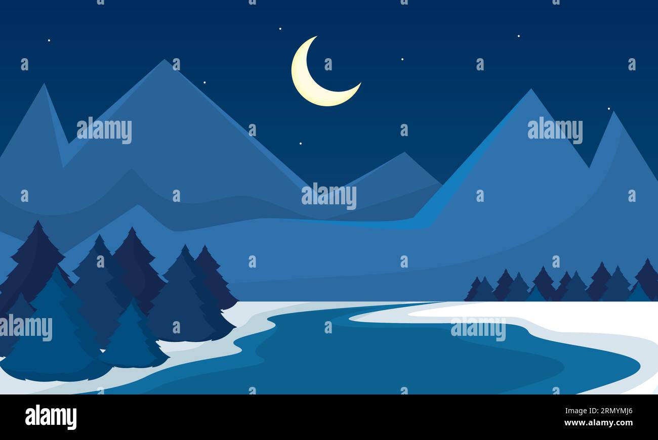Cold colored winter seasonal natural landscape Vector Stock Vector ...