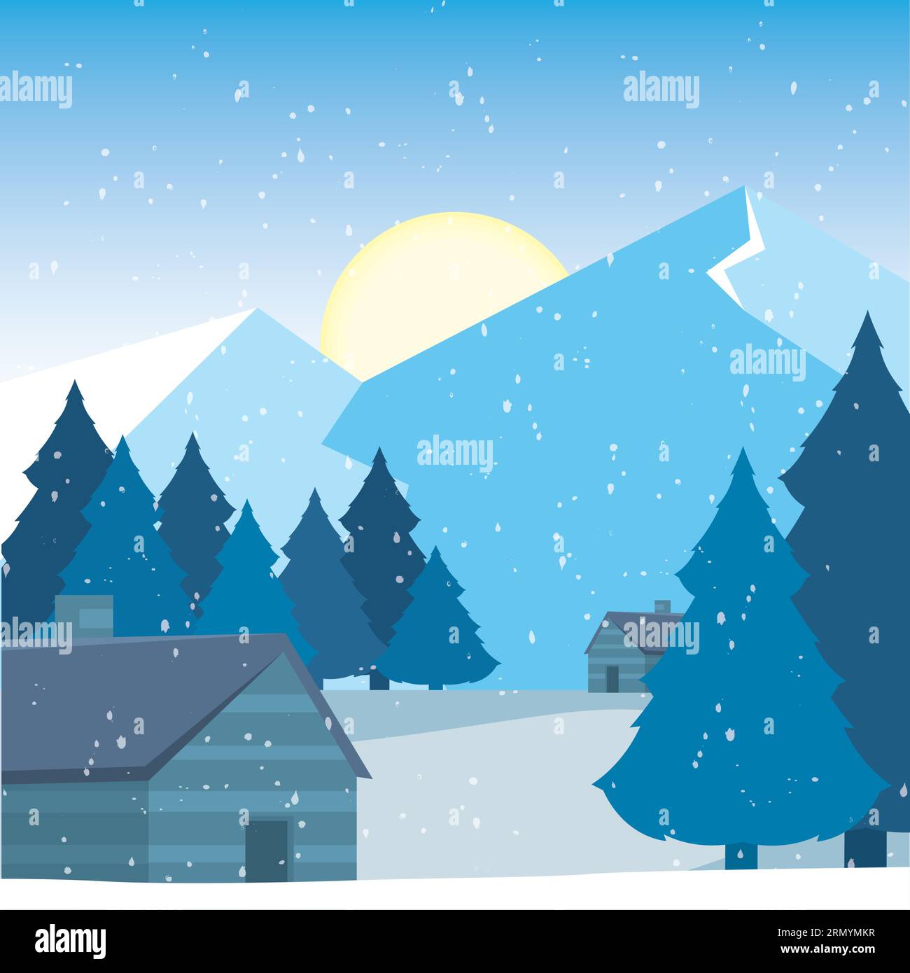 Cold colored winter seasonal natural landscape Vector Stock Vector ...