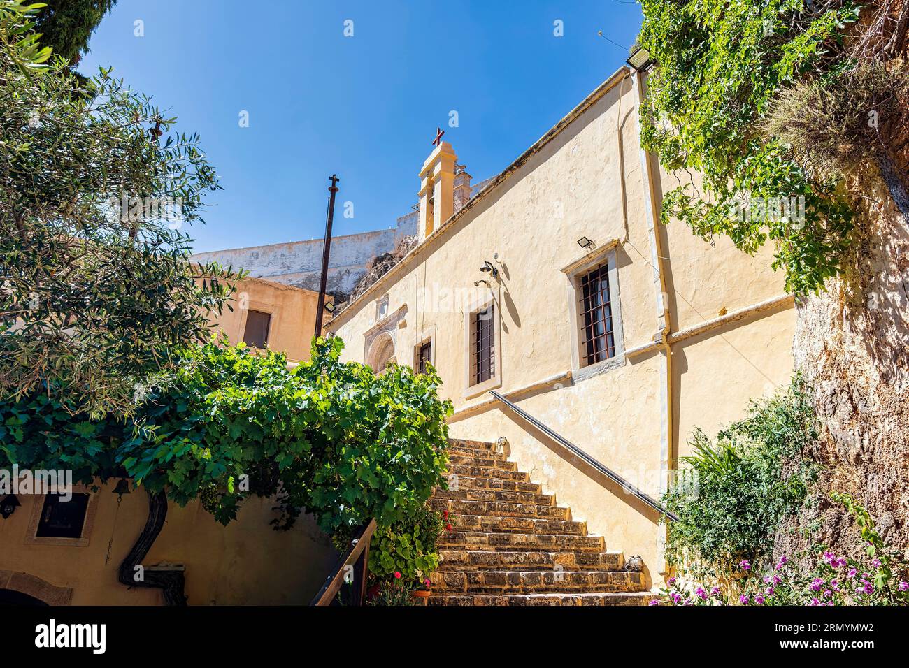 View of Moni Kapsa monastery in the southeast of the island of Crete ...
