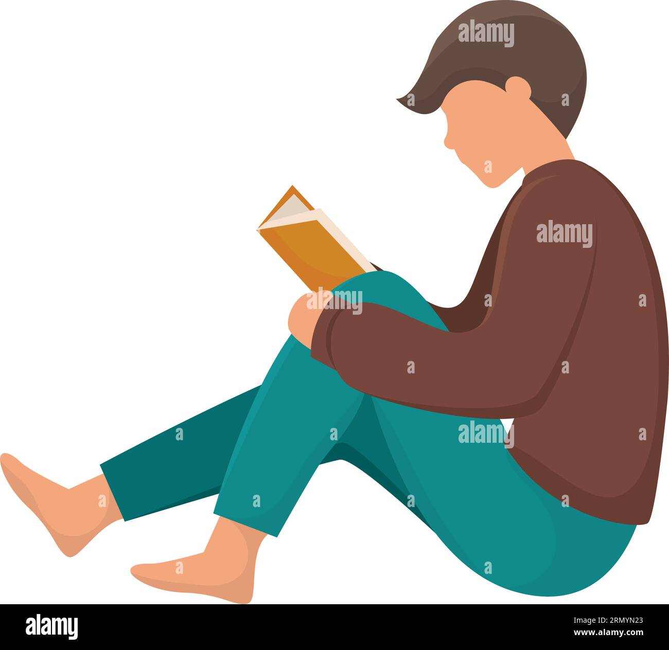 Happy man reading a book Hygge lifestyle Vector Stock Vector Image ...