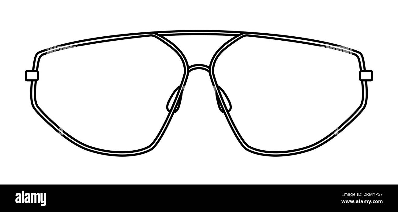 Angular Aviator frame glasses fashion accessory illustration. Sunglass ...