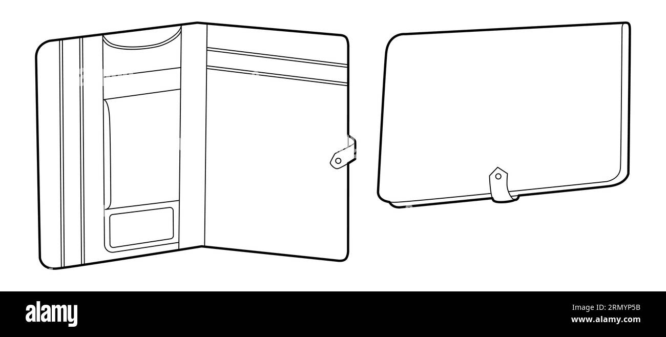 Writing case Wallet close and open view options pouch. Fashion ...