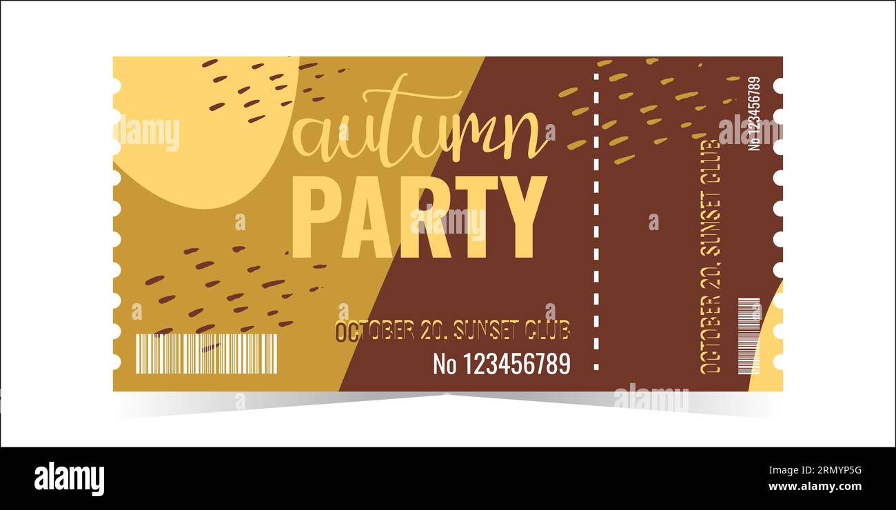 The ticket layout template for autumn party. Design of a banner, a ...