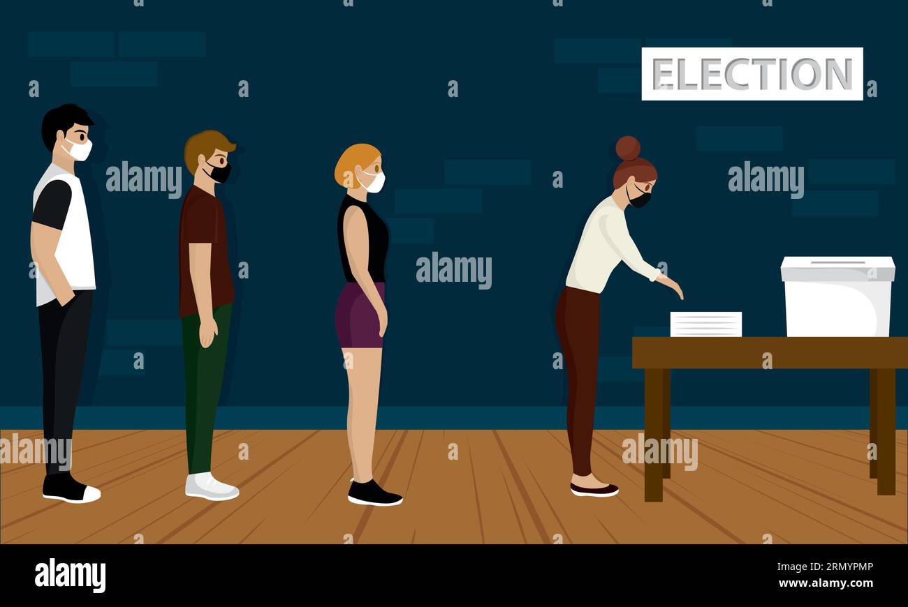 Group of people doing a line to vote Election day Vector Stock Vector ...