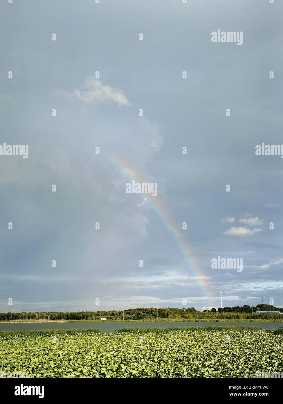 BAICHENG, CHINA - AUGUST 30, 2023 - A double rainbow is seen at the ...