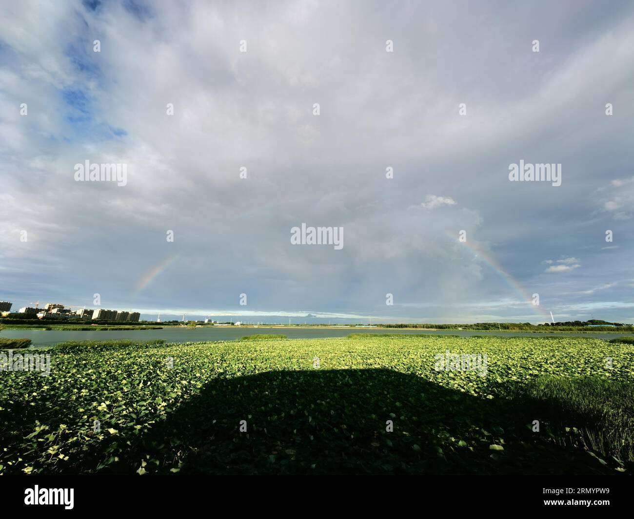 BAICHENG, CHINA - AUGUST 30, 2023 - A double rainbow is seen at the ...
