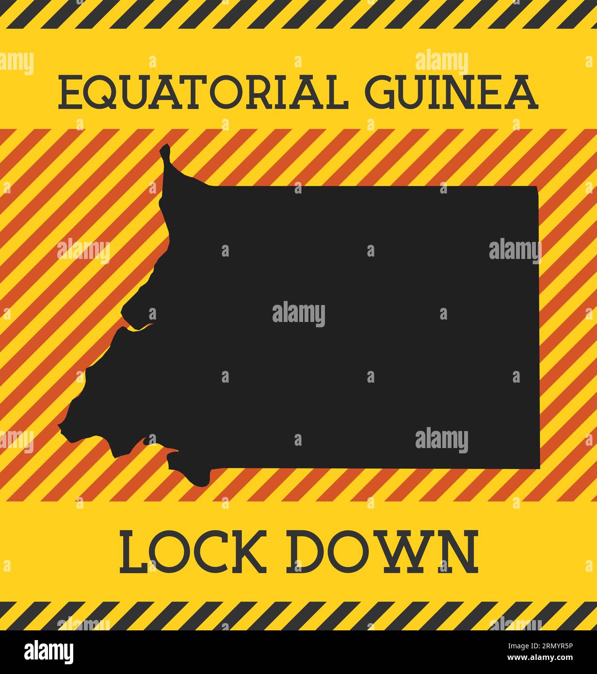 Equatorial Guinea Lock Down Sign. Yellow country pandemic danger icon ...
