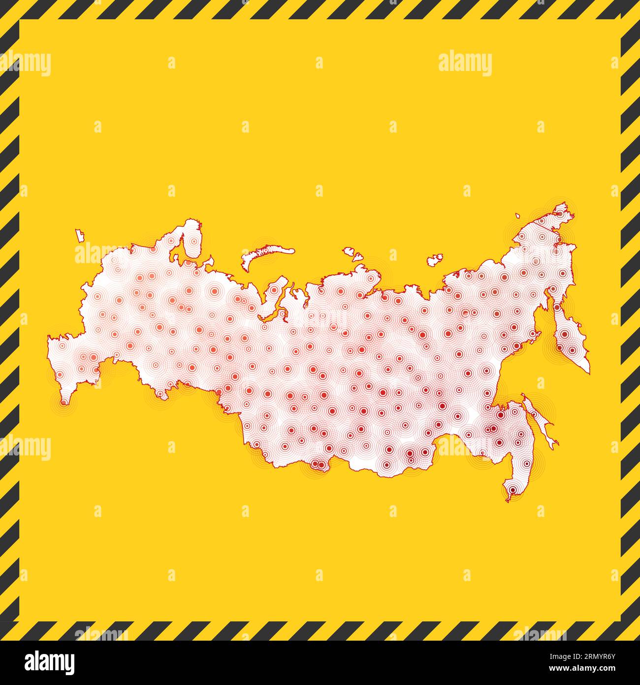 Russia closed - virus danger sign. Lockdown country icon. Black striped ...