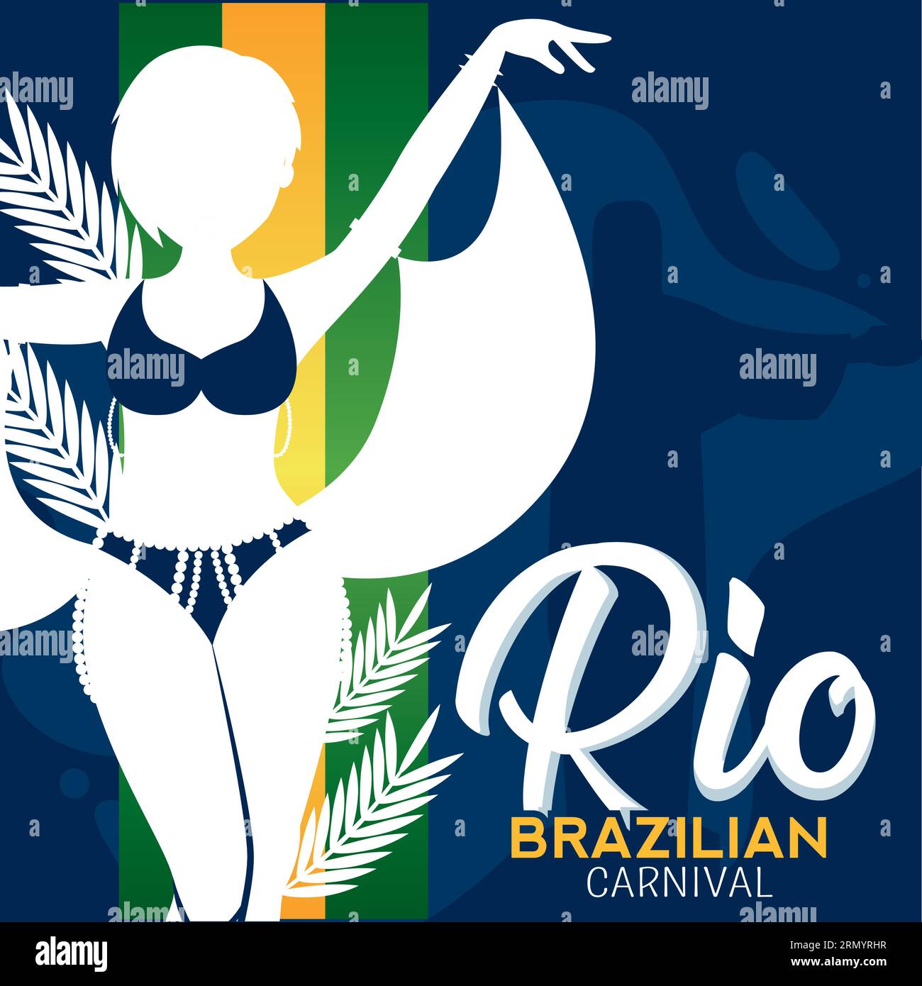 Rio de Janeiro girl dancer silhouette Brazil Carnival Vector Stock ...