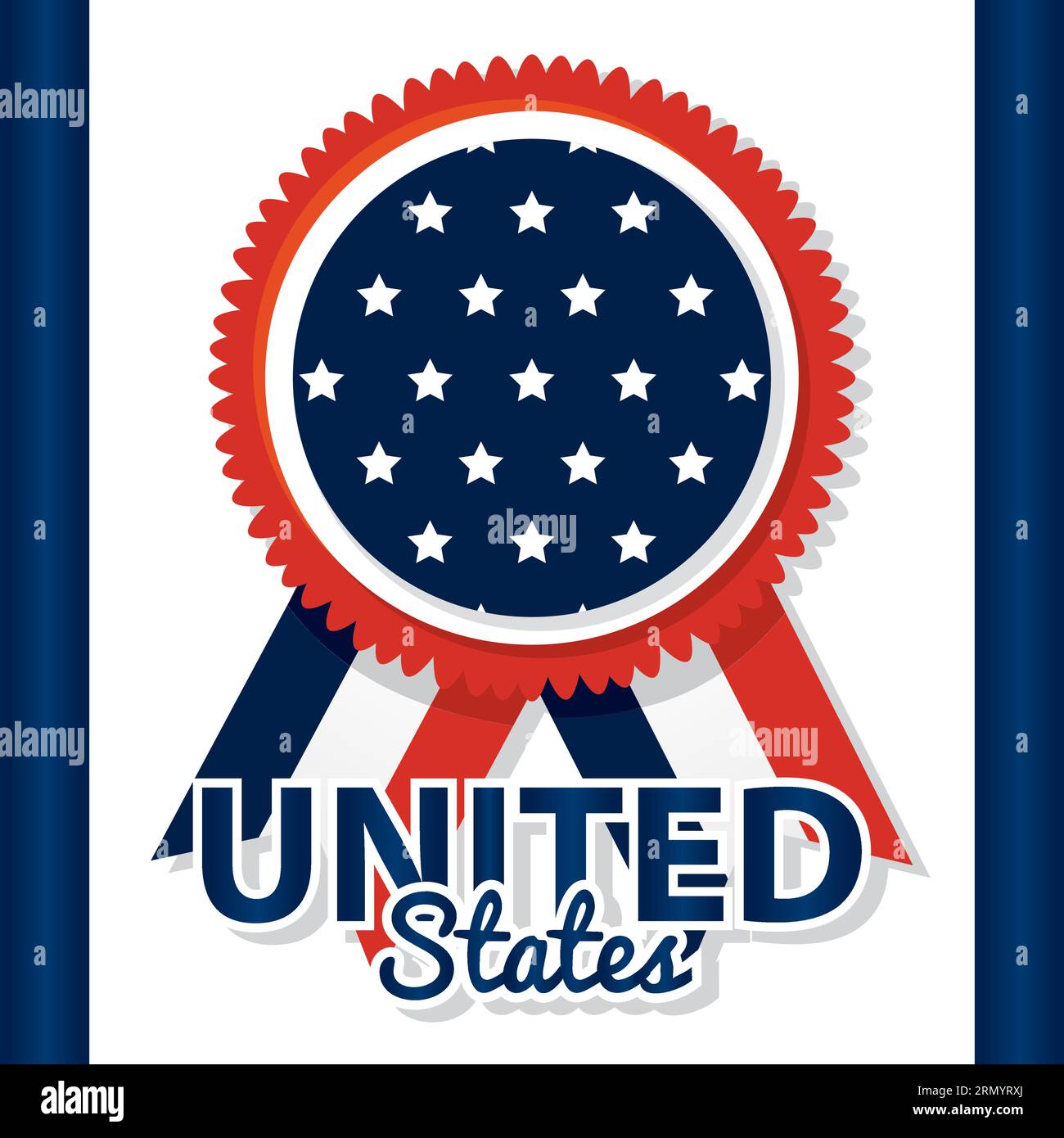 Isolated medal badge with stripes and star shapes United States Vector ...
