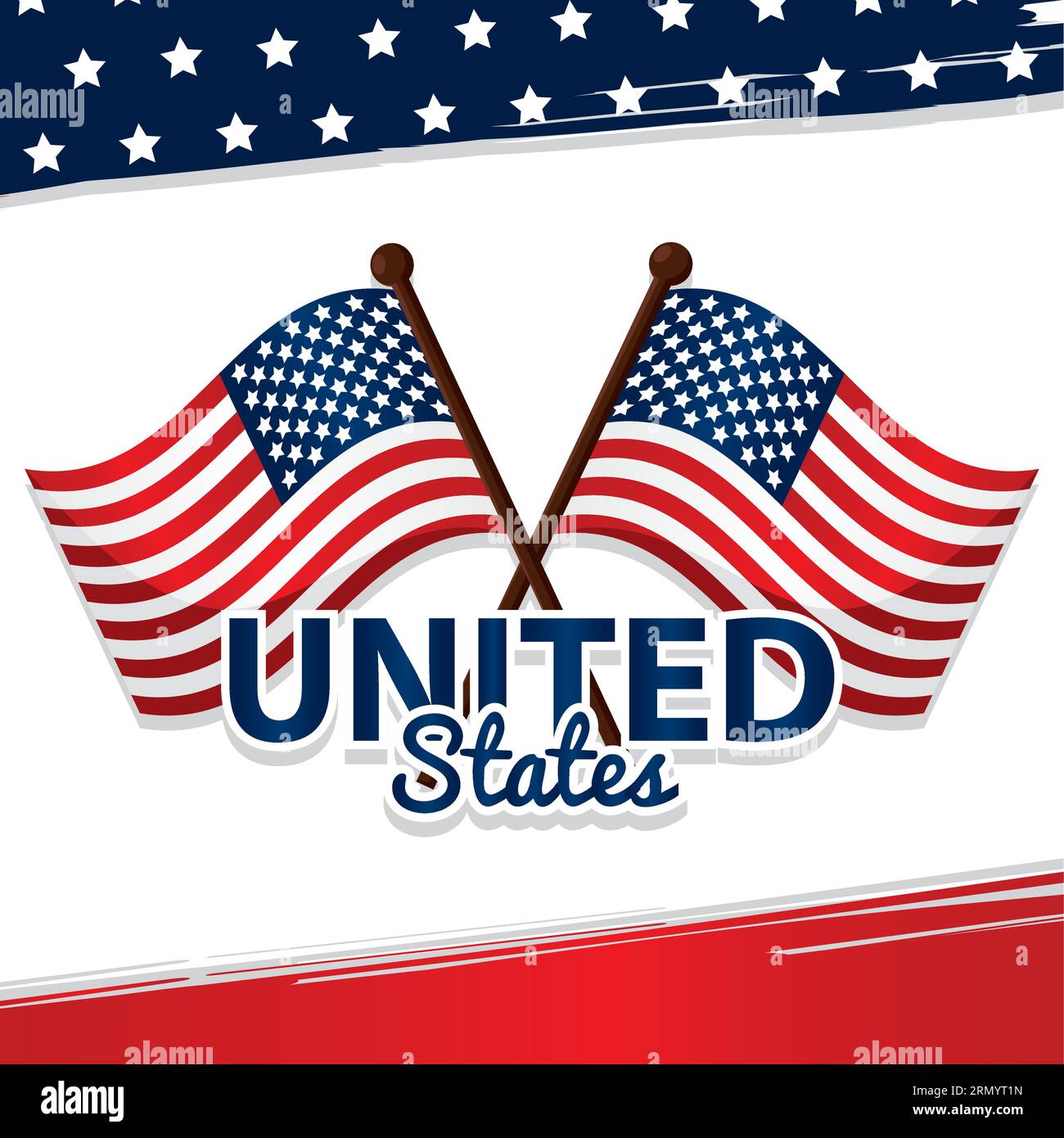 Isolated pair of flags of the United States Vector Stock Vector Image ...