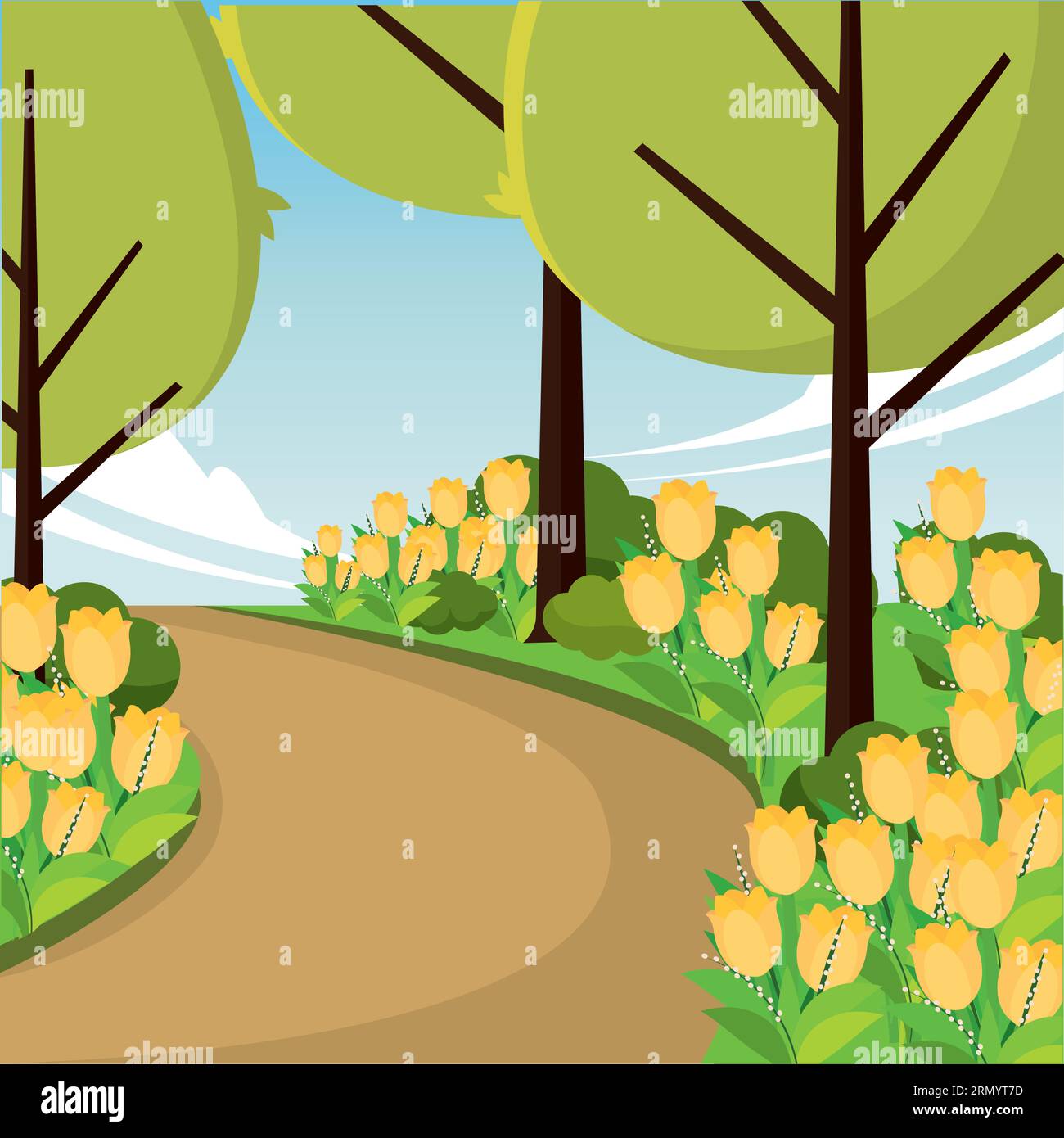 Colored spring seasonal natural landscape Vector Stock Vector Image ...