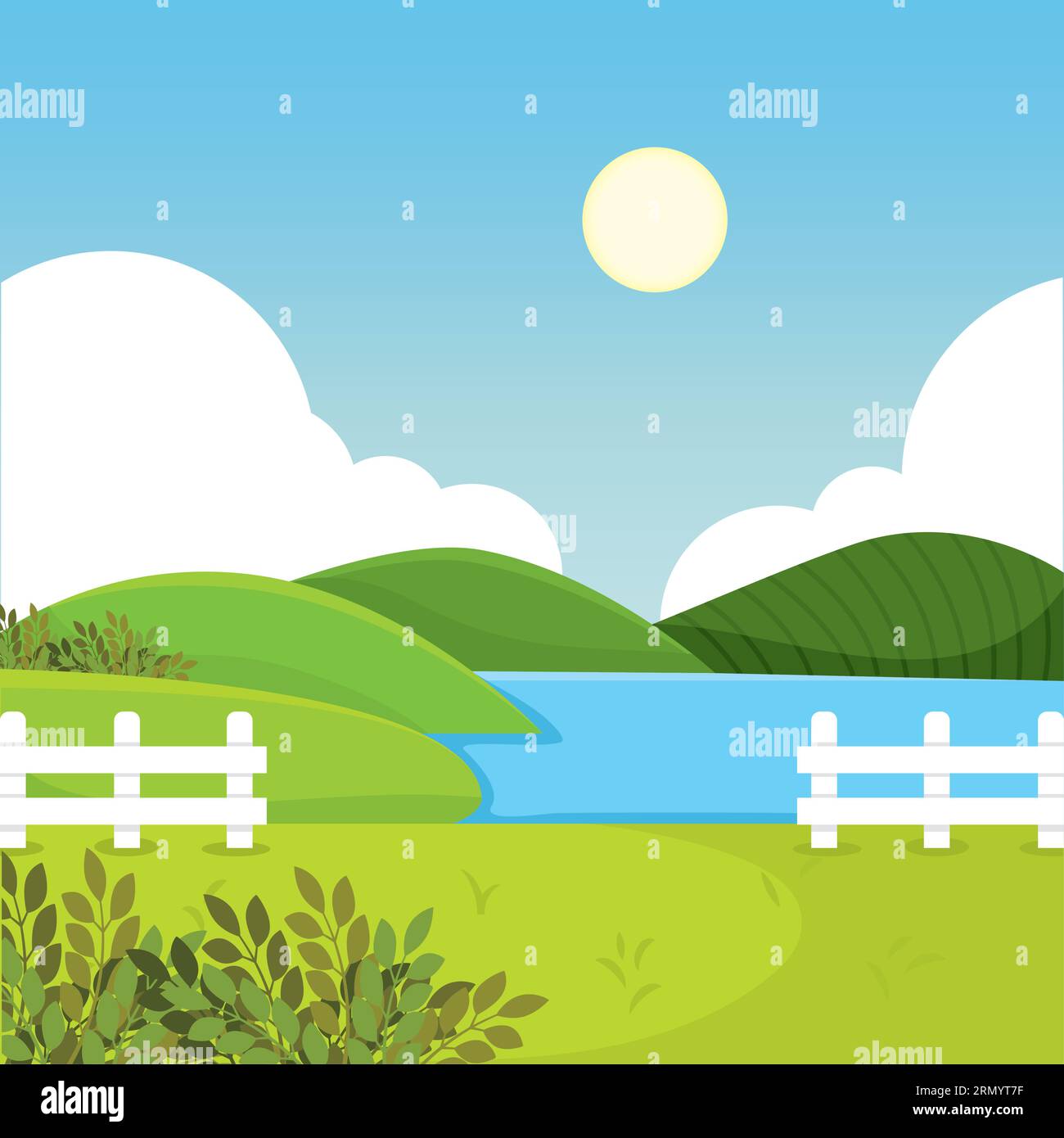 Colored spring seasonal natural landscape Vector Stock Vector Image ...
