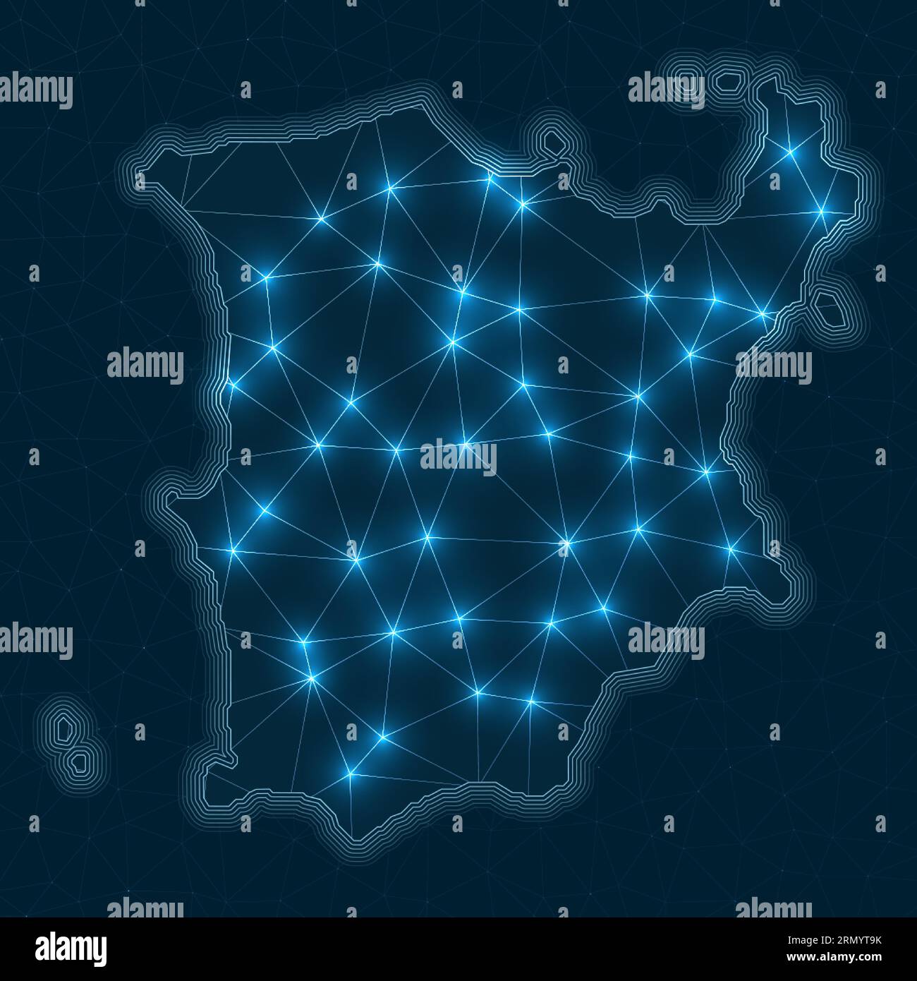 Ko Samui network map. Abstract geometric map of the island. Digital ...