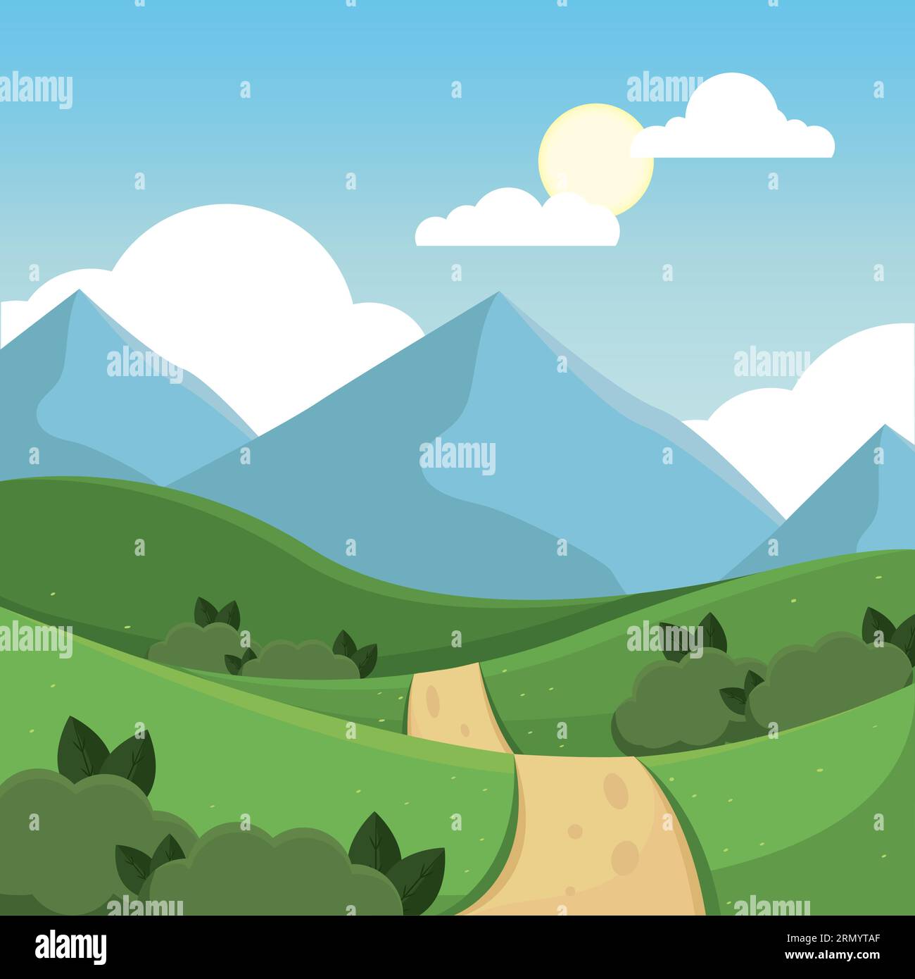 Colored spring seasonal natural landscape Vector Stock Vector Image ...