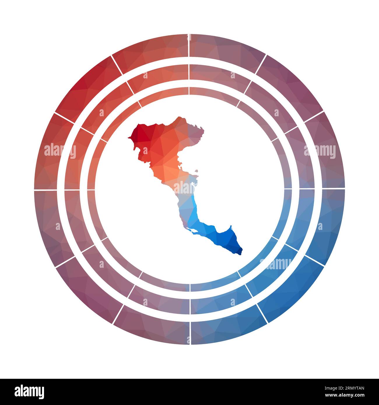 Corfu badge. Bright gradient logo of the island in low poly style ...