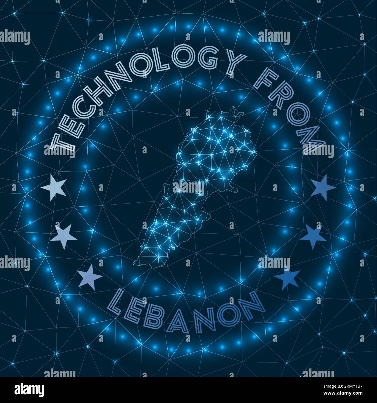 Technology From Lebanon. Futuristic geometric badge of the country ...