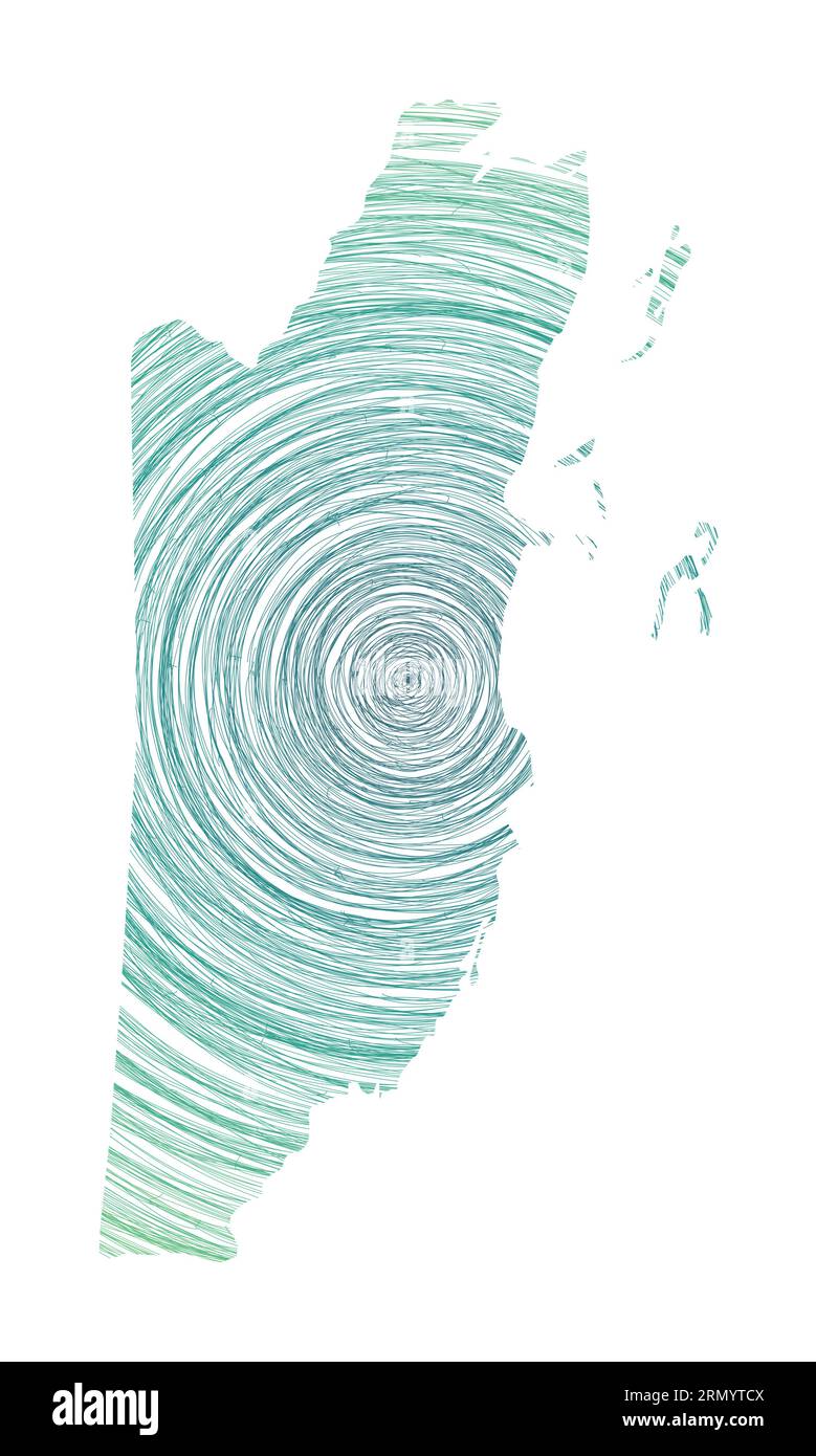 Belize map filled with concentric circles. Sketch style circles in ...